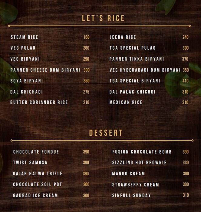 Menu of The Global Adda, Dadar Shivaji Park, Mumbai