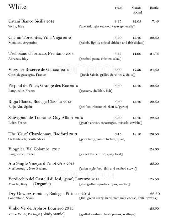 Menu at The Salt House pub & bar, London