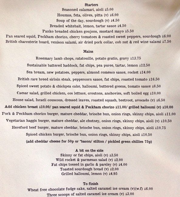 Menu at The Railway pub & bar, London, 2 Greyhound Lane