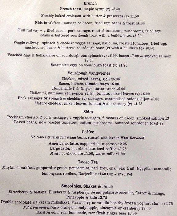 Menu at The Railway pub & bar, London, 2 Greyhound Lane