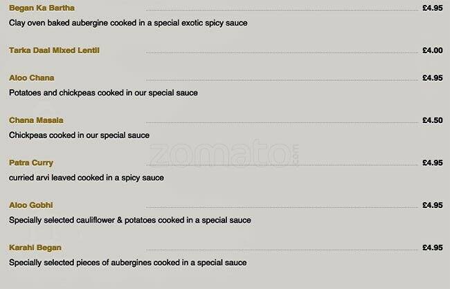 Menu at Lahore Restaurant, Watford