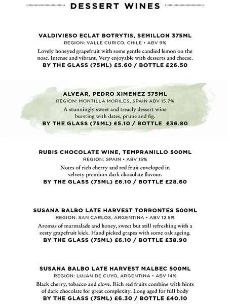 Menu at Fazenda steakhouse, Manchester