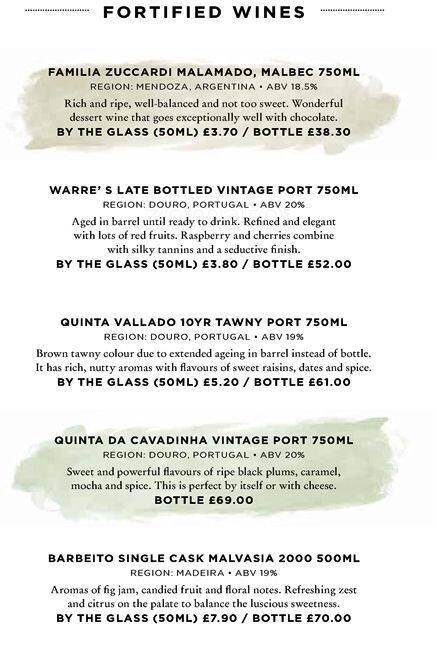 Menu at Fazenda steakhouse, Manchester