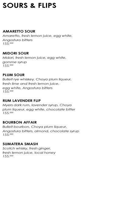 Menu at MO Bar, Jakarta