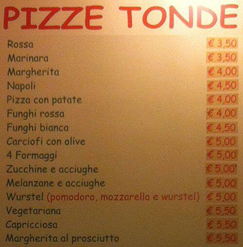 Pizzeria Rosticceria Via Pescaglia a Roma: Foto del Menu con Prezzi ...