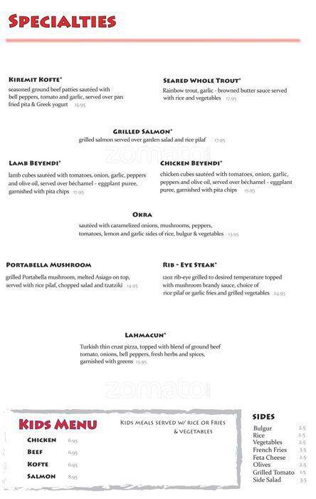 Menu at Cafe Artemis, Campbell, S Bascom Ave #300