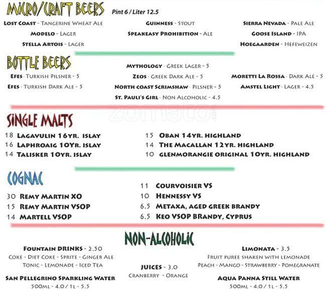 Menu at Cafe Artemis, Campbell, S Bascom Ave #300