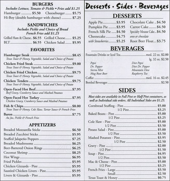 Menu at The Wishbone Family Restaurant, Denver