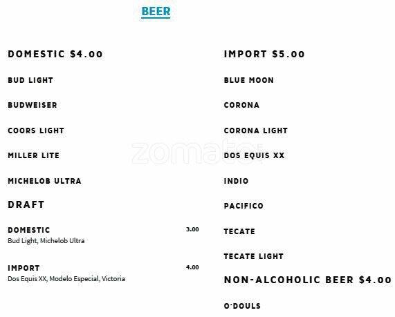 Menu at Costa Pacifica restaurant, San Antonio, 434 N Loop 1604 W