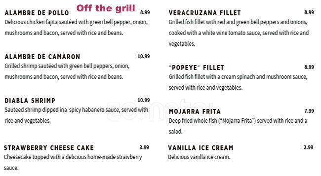 Menu at Costa Pacifica restaurant, San Antonio, 434 N Loop 1604 W