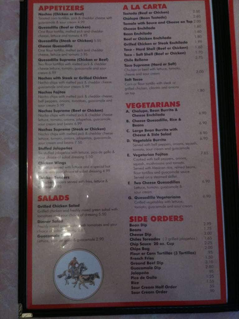 Menu at Las Trancas Restaurant, Randleman