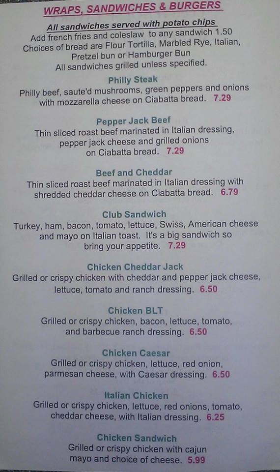 Menu at Coach House Tavern pub & bar, Marlette