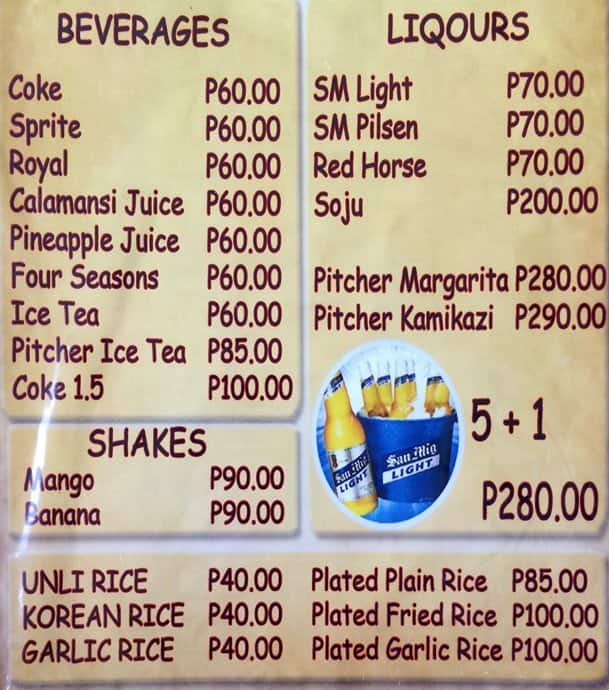 Menu at K-Kitchen Hauz restaurant, Mandaue City