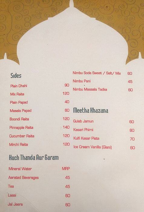 Menu at The Taste Of Mughals, Gurugram, K-14