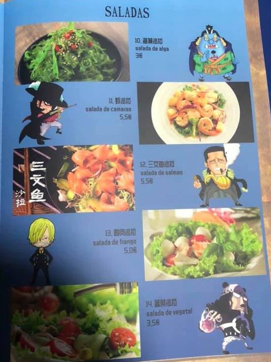 Menu em One piece sushi-bar, Vila Nova de Gaia