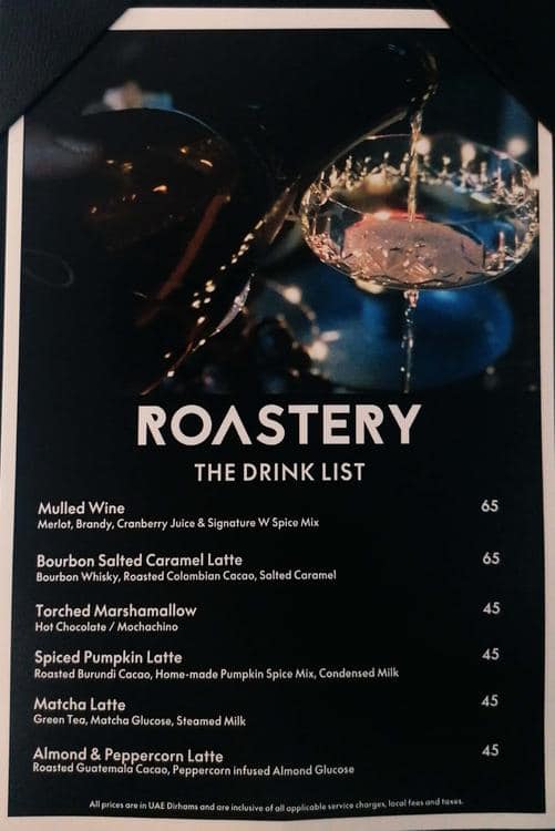 Menu of Roastery - W Abu Dhabi, Yas Island, Yas Island, Abu Dhabi