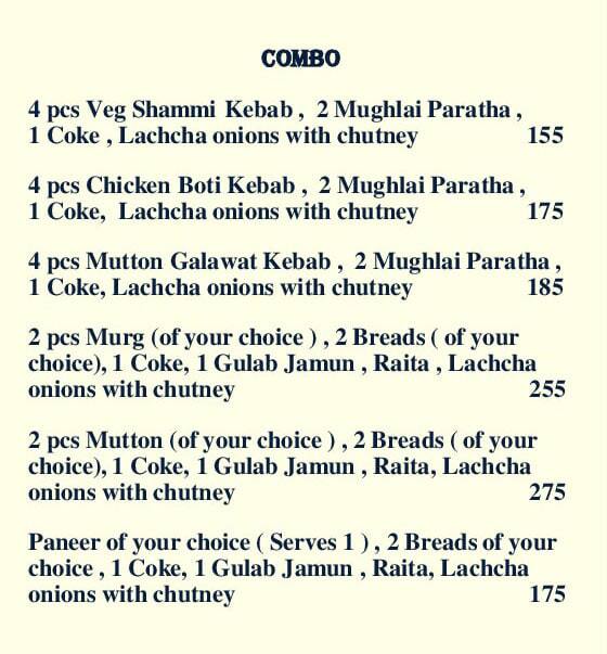 Menu at Biryani Enroute, Lucknow