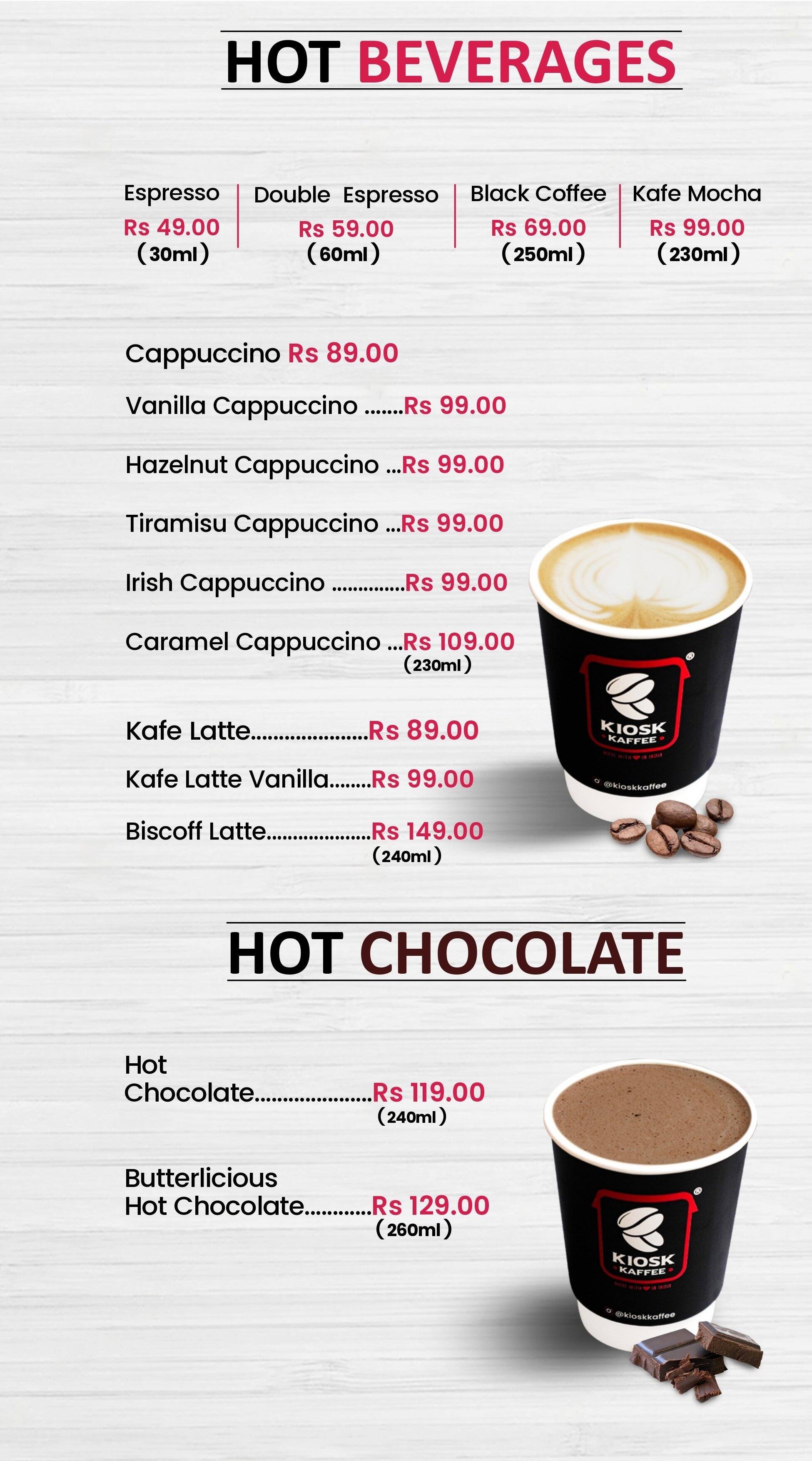 Menu of Kiosk Kaffee, Hinjawadi, Pune