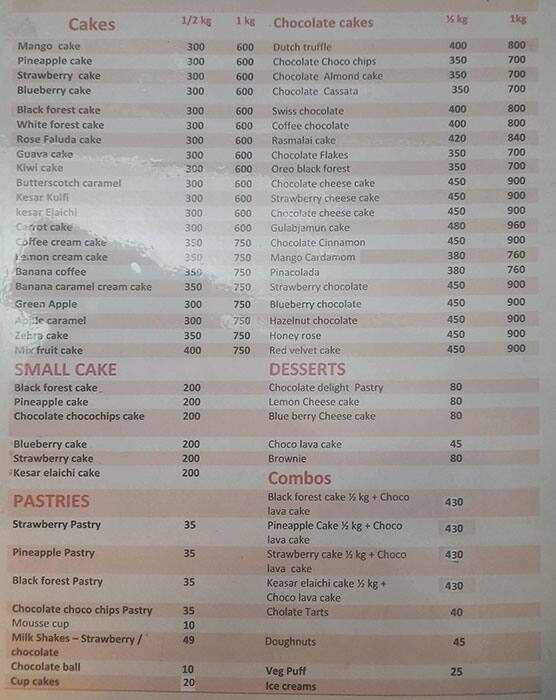 Menu of Cakes And Sweet Memories, Ghansoli, Navi Mumbai