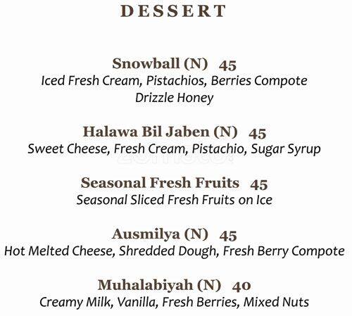 Menu at Rang Mahal restaurant, Dubai