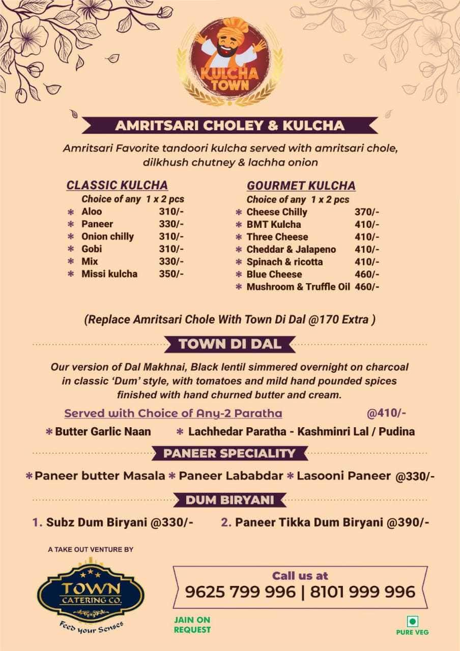 Menu of Kulcha Town, Sewri, Mumbai