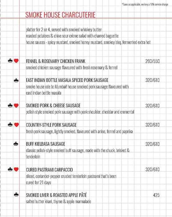 Menu at Smoke House Deli, Mumbai, Smoke House Deli 33'rd Road