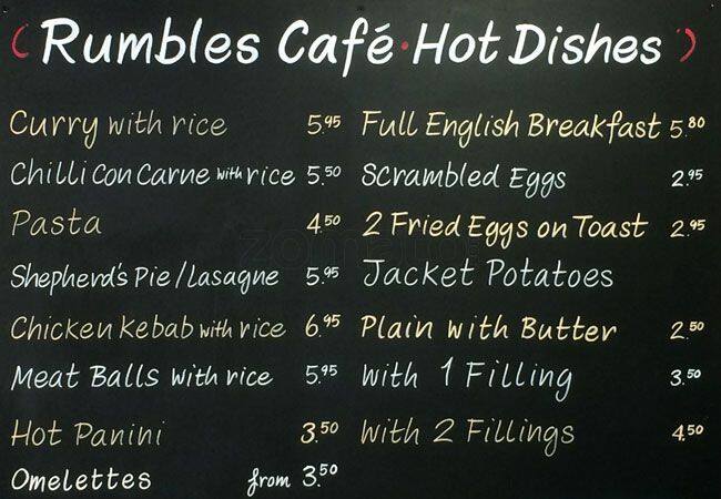 Menu at Rumbles cafe, Brentford, 10 High St