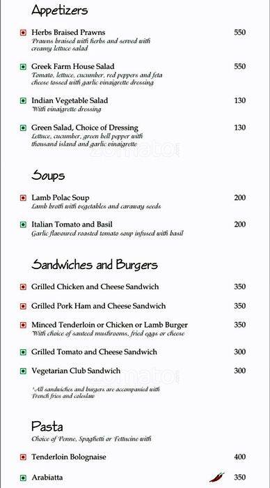 Menu at Caramel, Chennai, 1