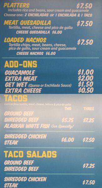 Carta del restaurante Taco Del Mar, Mississauga, Argentia Rd M5