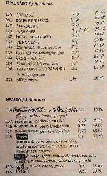 Stará Praha Menu, Menu podniku Stará Praha, Malá Strana, Praha 5 ...