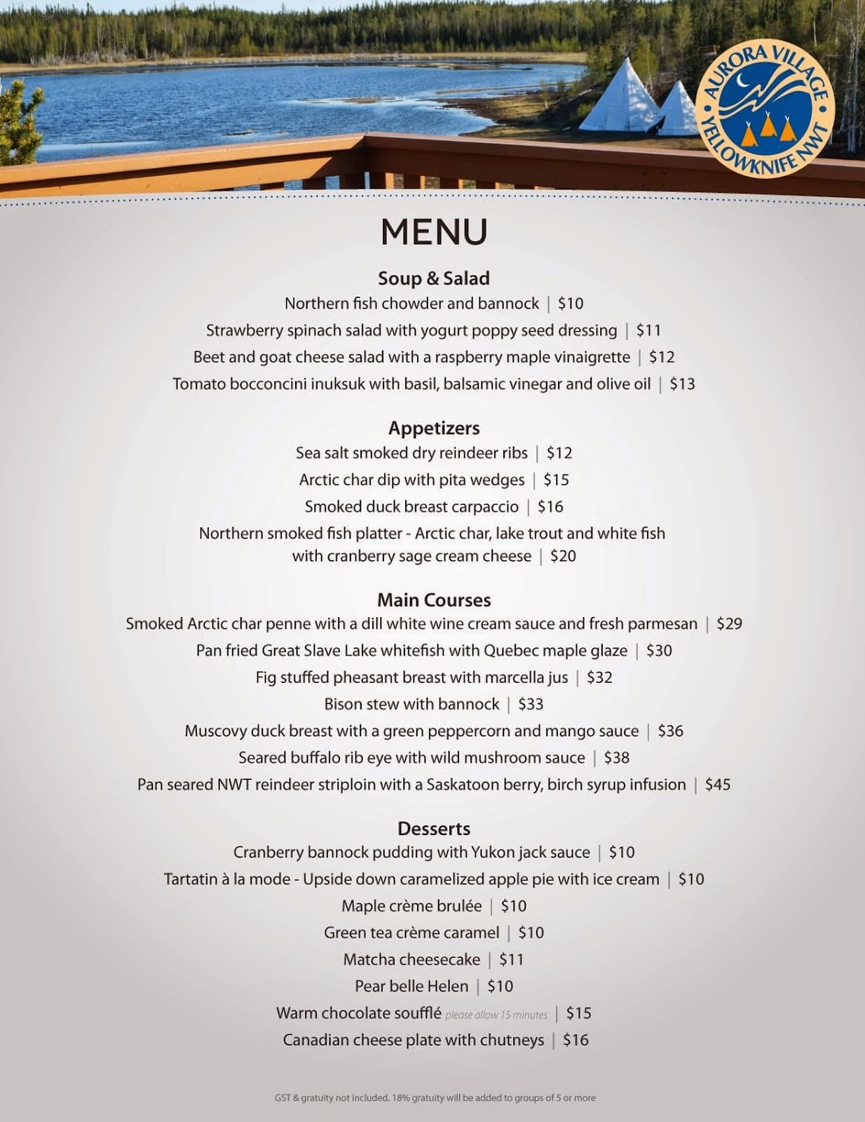 The Lodge at the Village Menu, Menu for The Lodge at the Village ...