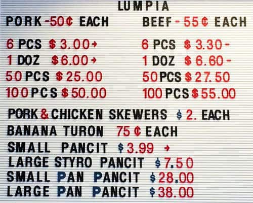 Menu at Lumpia Factory restaurant, Bremerton, NE Fairgrounds Rd #2