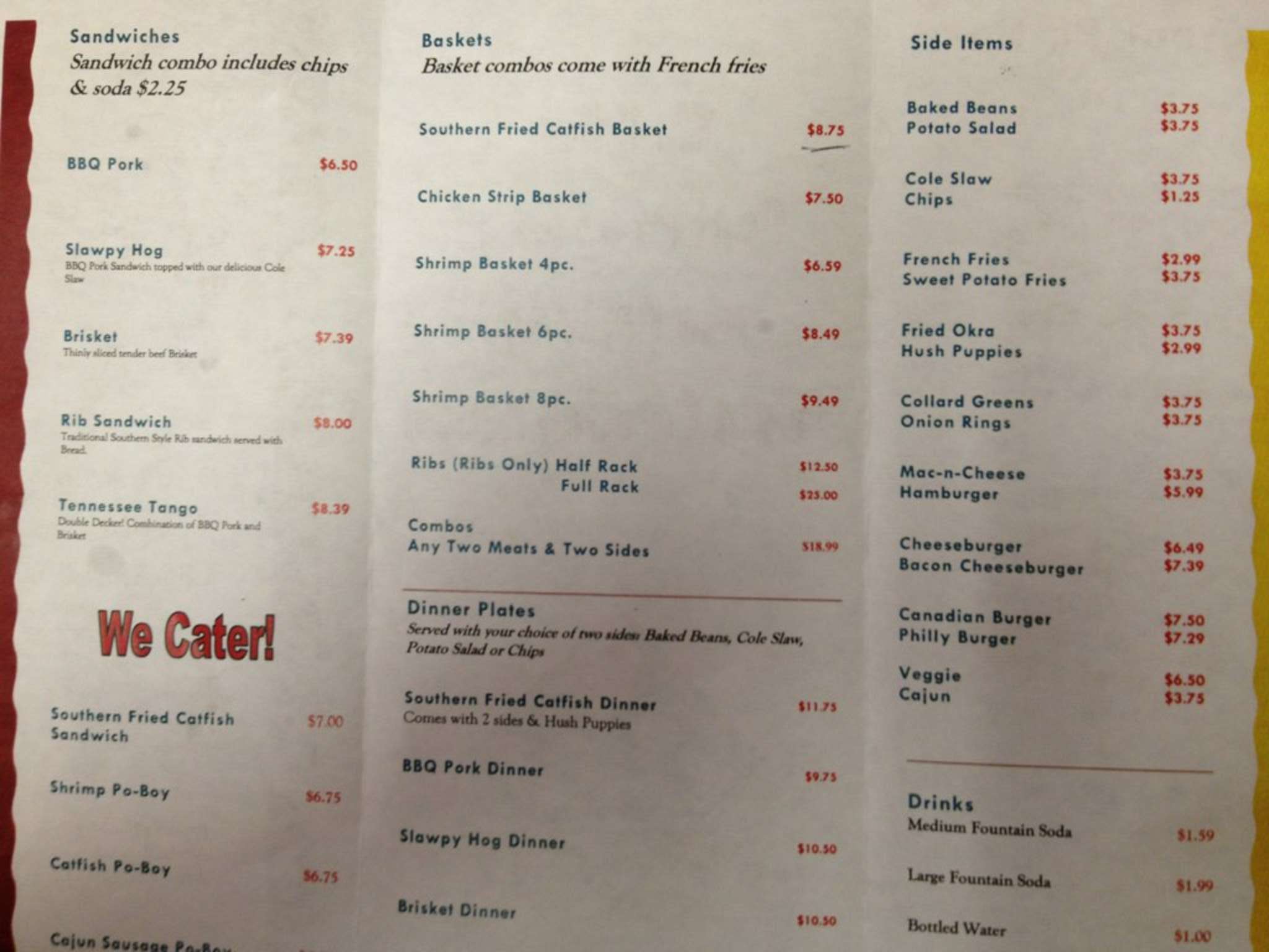 Mitchell's BBQ & Catering Menu - Urbanspoon/Zomato