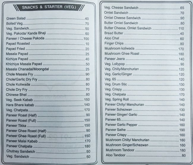 Hotel Shree Krishna Menu, Menu for Hotel Shree Krishna, Malad East ...