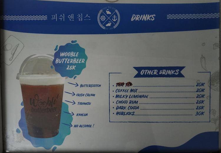 Menu at Fish To Go restaurant, North Jakarta