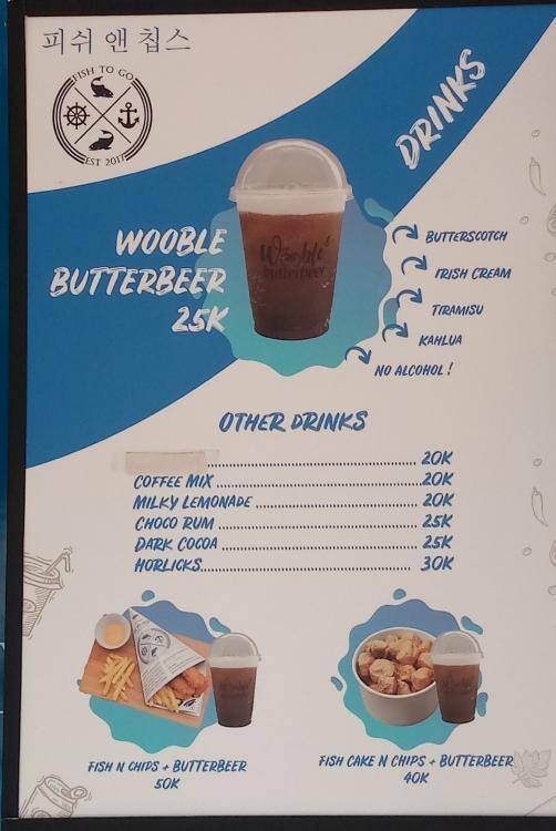 Menu at Fish To Go restaurant, North Jakarta