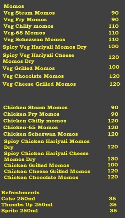 Menu of Must Momos, Bavdhan, Pune