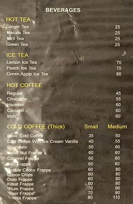 Menu of The Busy Beans, Raja Park, Jaipur