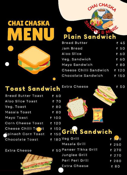 Menu of Chai Chaska, Vasai, Mumbai