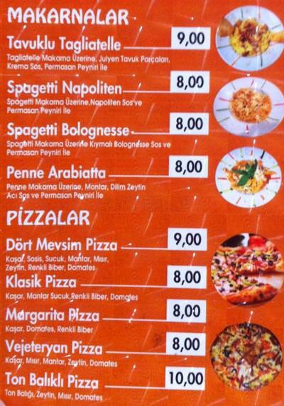 Menu at Kavuk Kafe, Istanbul