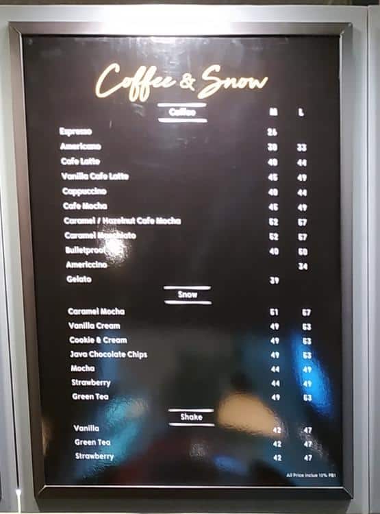 Menu at Angel in-us Coffee cafe, Jakarta, Jl. Raya Cilandak Kko No.53