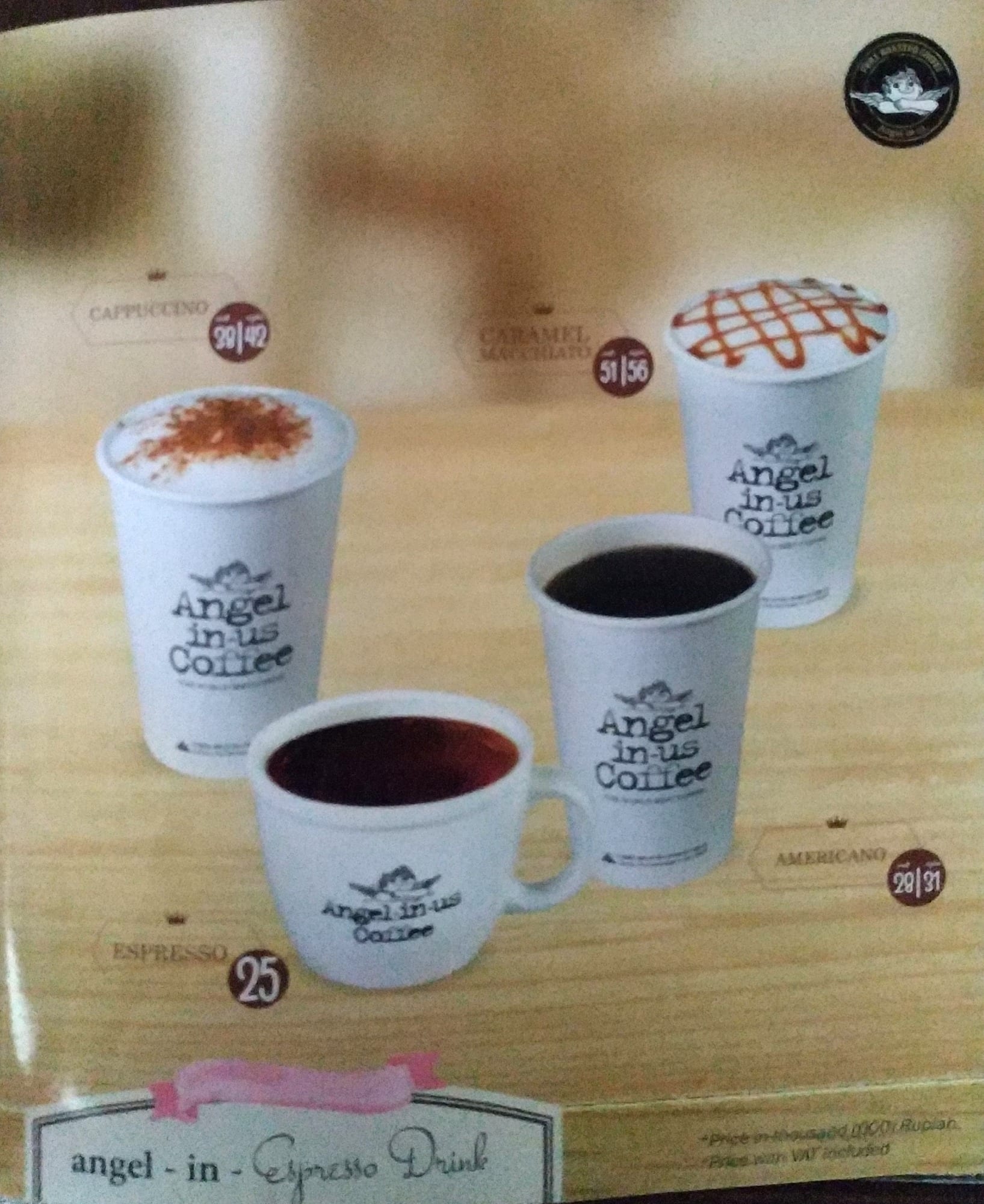 Menu at Angel in-us Coffee cafe, Jakarta, Jl. Raya Cilandak Kko No.53