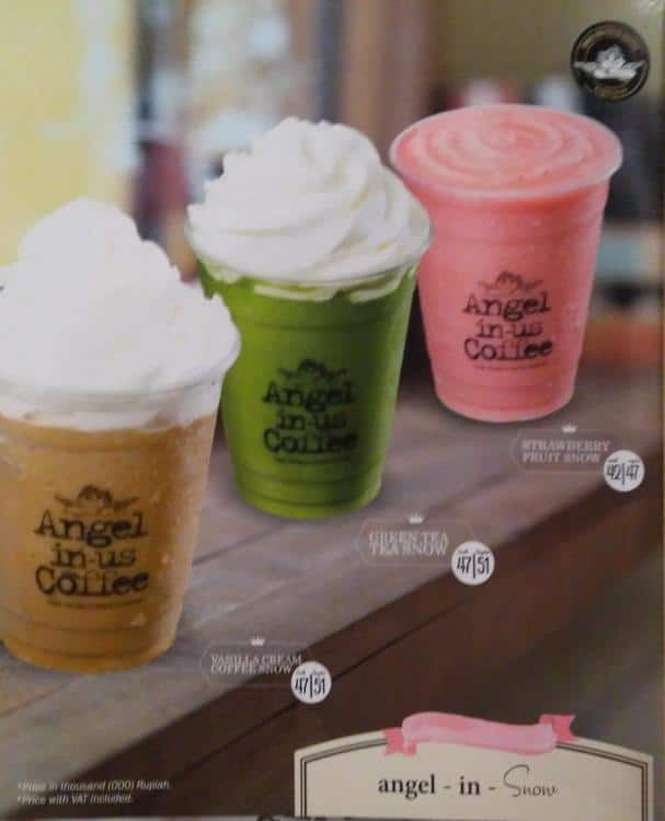 Menu at Angel in-us Coffee cafe, Jakarta, Jl. Raya Cilandak Kko No.53
