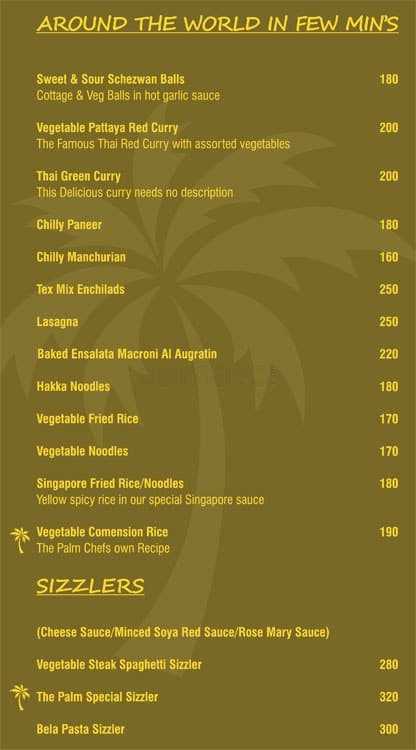 Menu at The Palm, Ahmedabad
