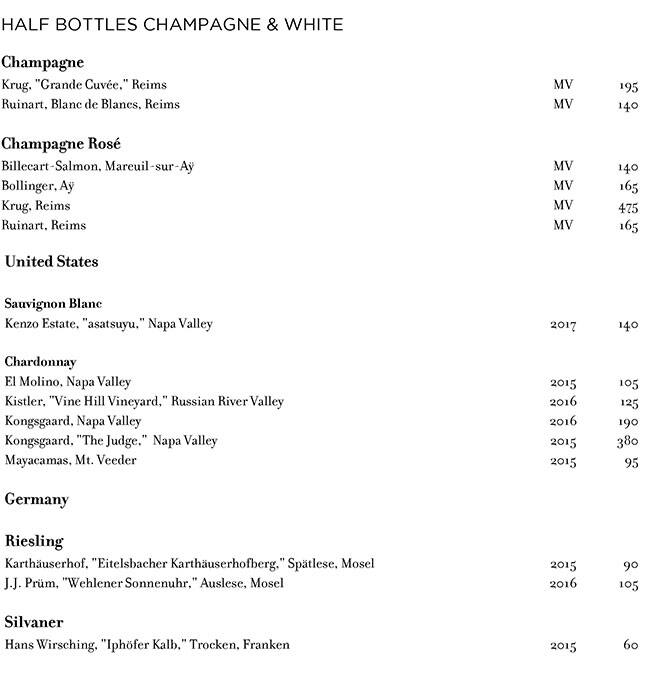 Menu at Per Se restaurant, West New York