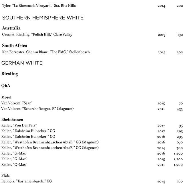 Menu at Per Se restaurant, West New York