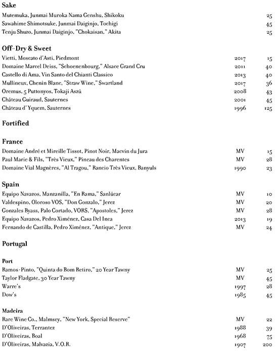 Menu at Per Se restaurant, West New York