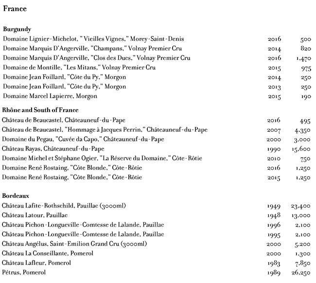 Menu at Per Se restaurant, West New York