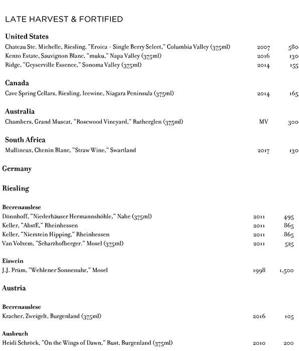 Menu at Per Se restaurant, West New York