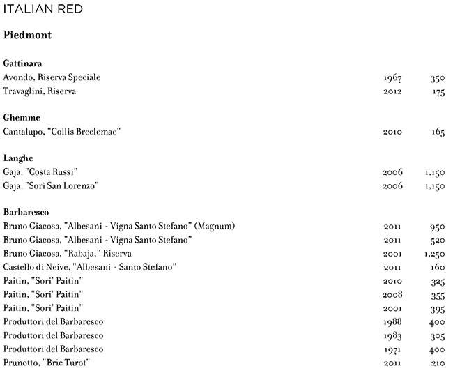 Menu at Per Se restaurant, West New York